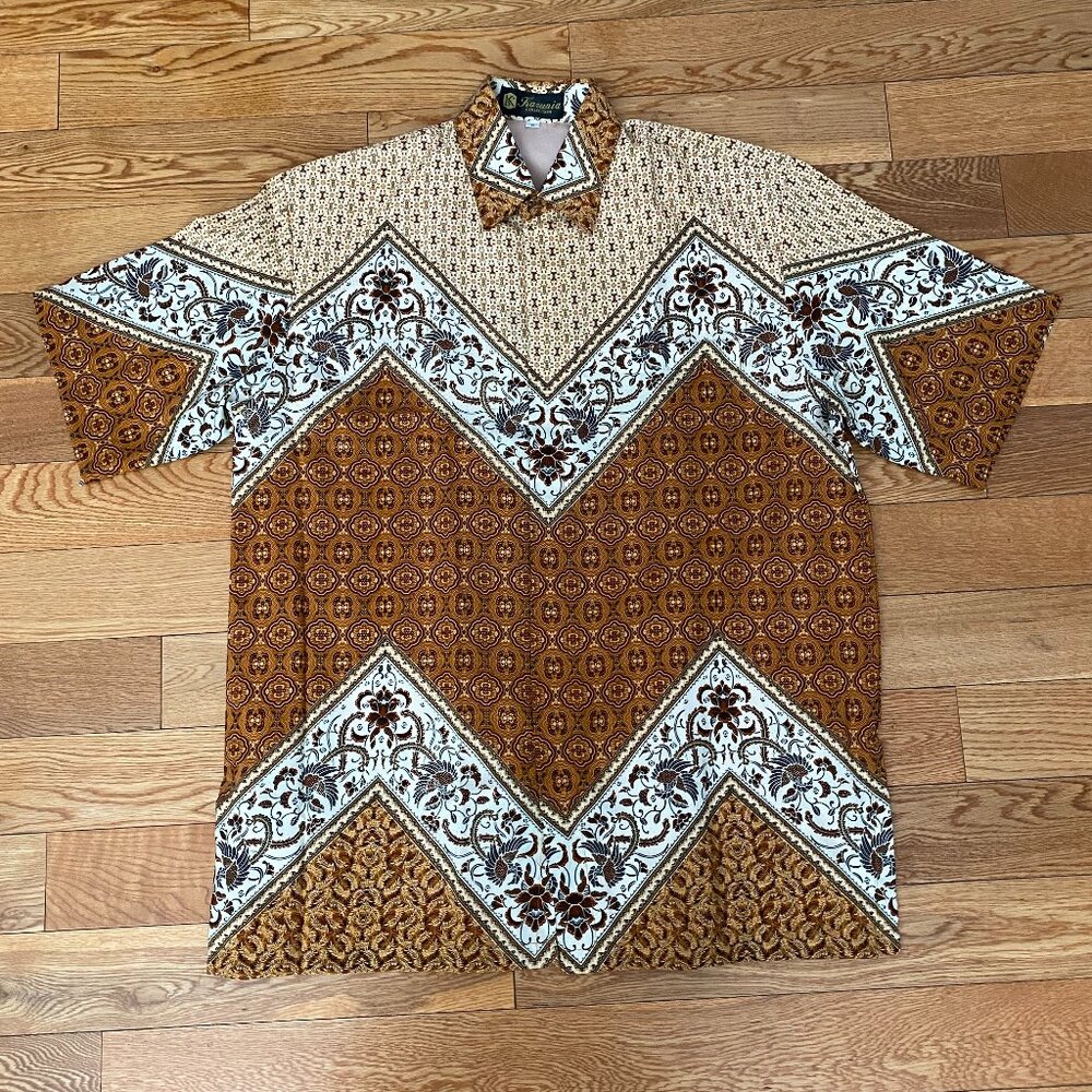 Batik Karunia Collection Floral Indonesia Button Up M… - Gem